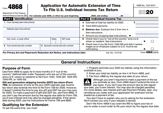 E-File Form 4868 | File Personal Tax Extension Online